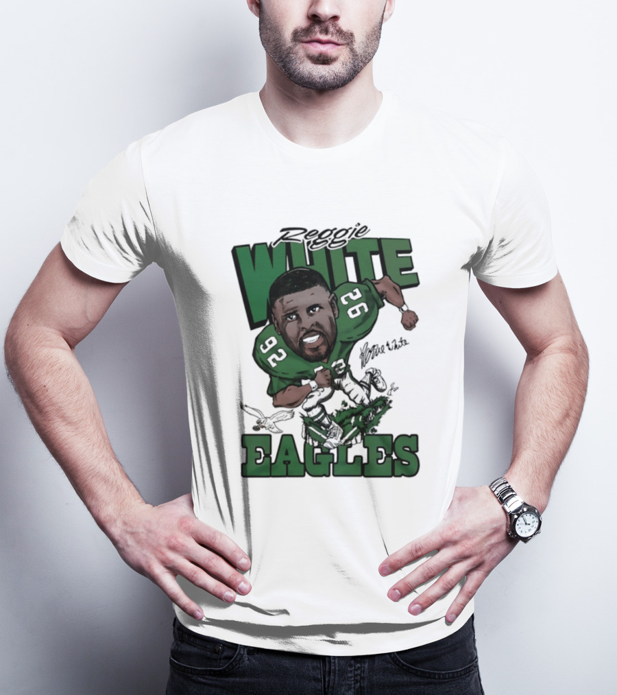 Philadelphia Eagles Reggie White 92 Player Caricature T-Shirt