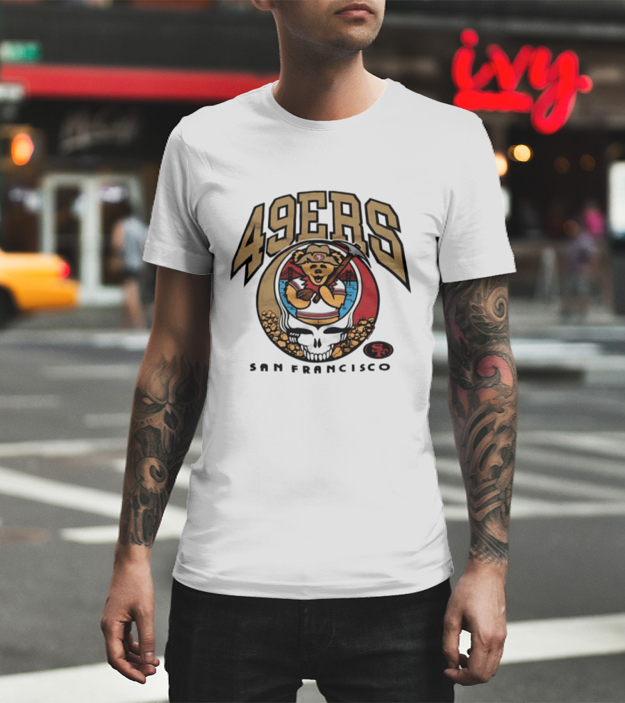 San Francisco 49ers Grateful Dead Steal Your Face Bear Design Collaboration T-Shirt