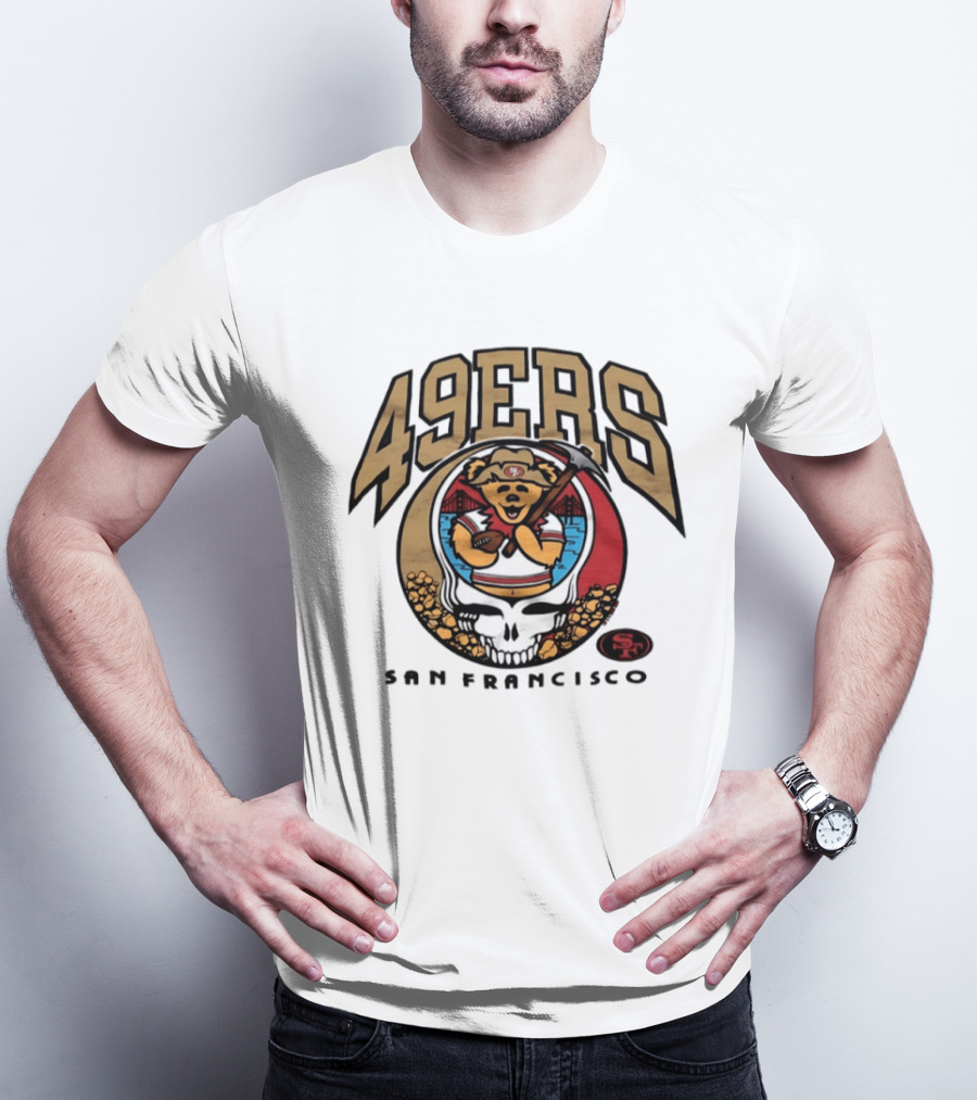 San Francisco 49ers Grateful Dead Steal Your Face Bear Design Collaboration T-Shirt