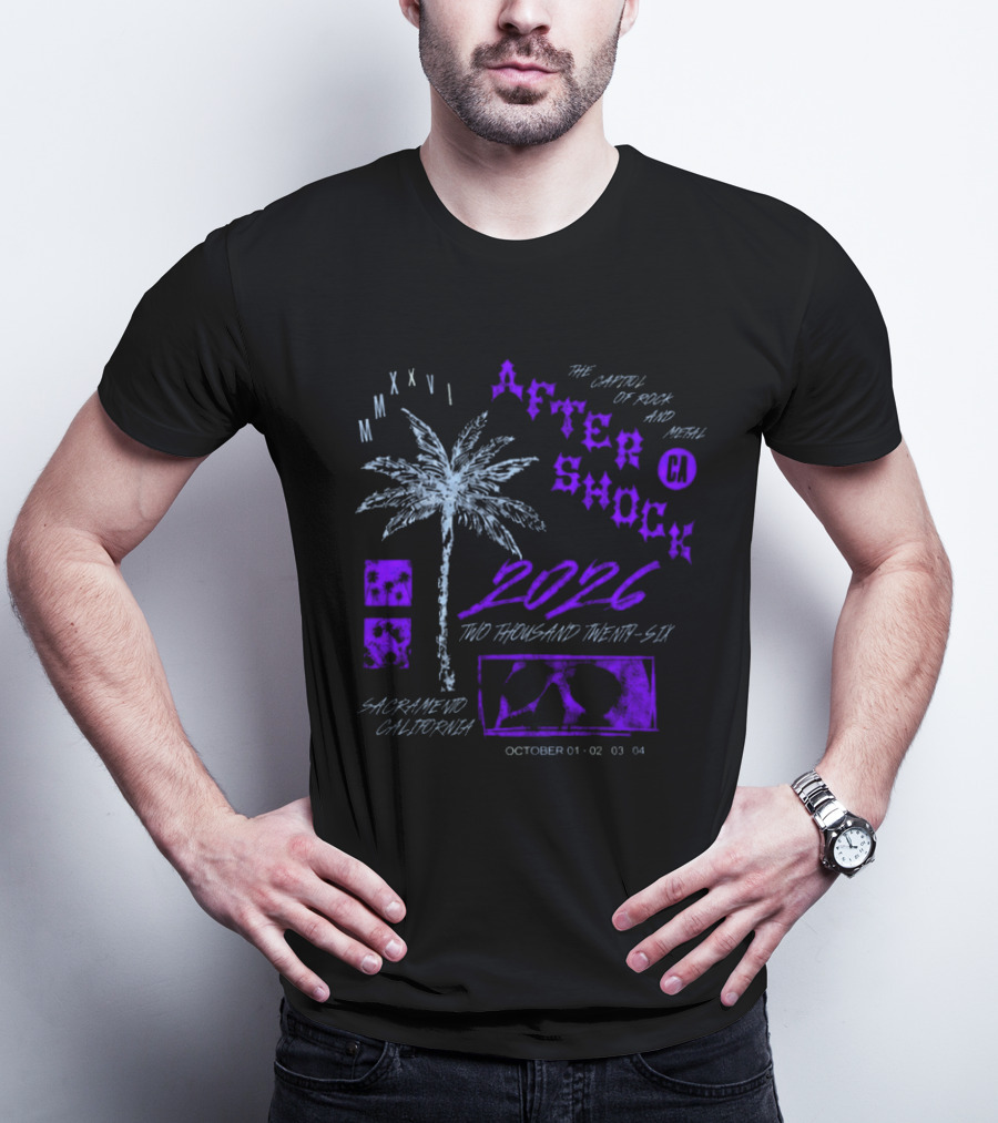 Aftershock Festival 2026 Sacramento California The Capitol Of Rock And Metal October 1 2 3 4 MMXXVI Face Palm T-Shirt