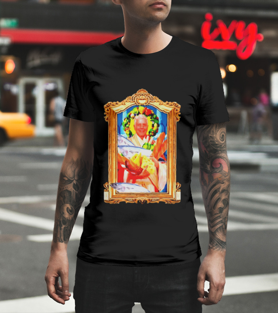 Anthony Bourdain Saint Of Food Chef Icon With Culinary Halo T-Shirt