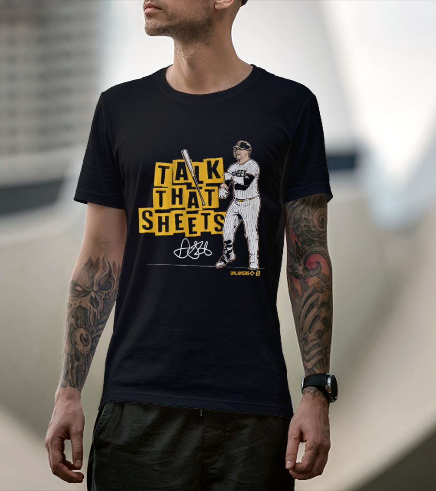 Gavin Sheets Talk That Sheets Baseball Player Yellow Block Lettering T-Shirt