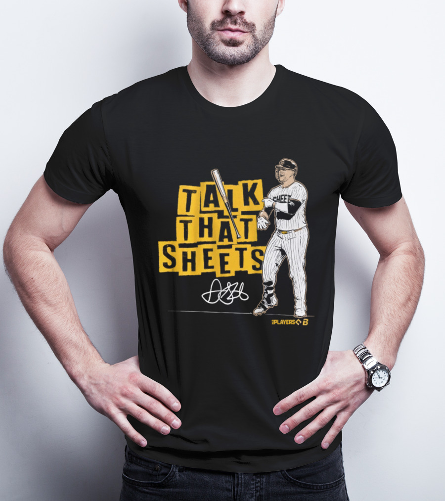 Gavin Sheets Talk That Sheets Baseball Player Yellow Block Lettering T-Shirt