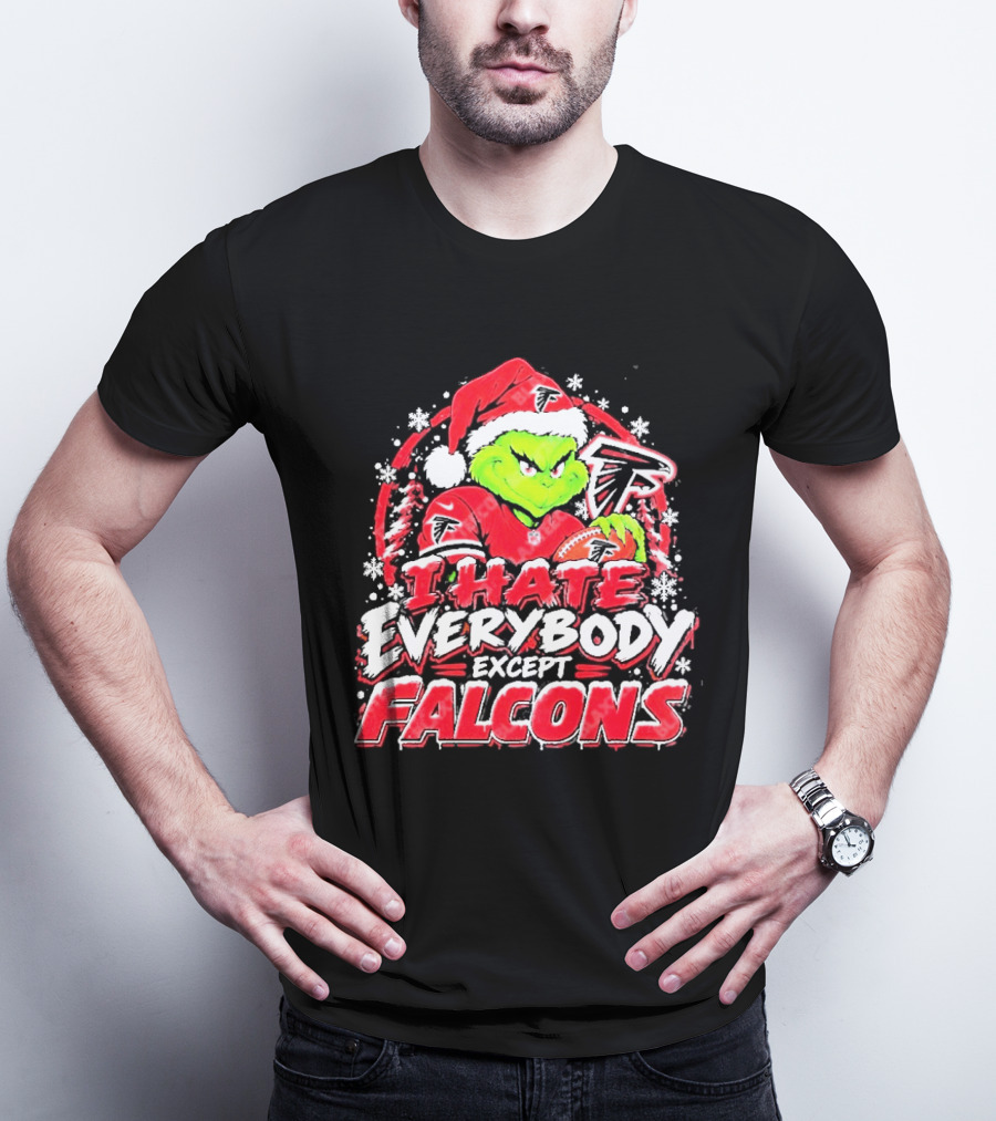 Atlanta Falcons Grinch I Hate Everybody Except Falcons Fans Christmas Holiday T-Shirt
