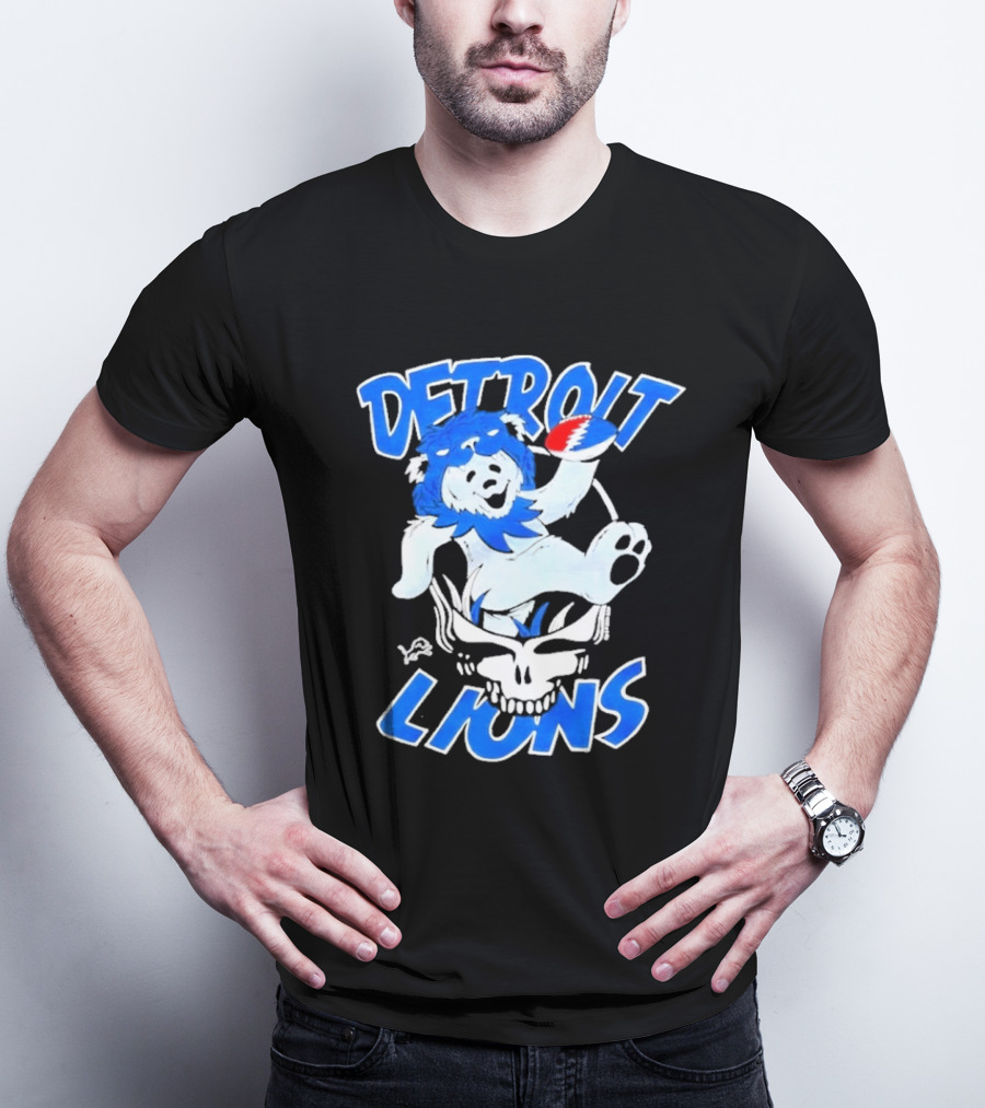 Detroit Lions Grateful Dead Bear With Skull T-Shirt