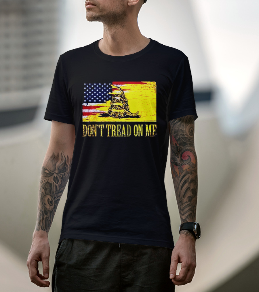 American Flag And Gadsden Snake Don't Tread On Me T-Shirt