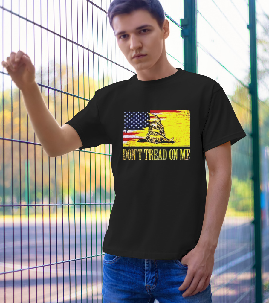 American Flag And Gadsden Snake Don't Tread On Me T-Shirt