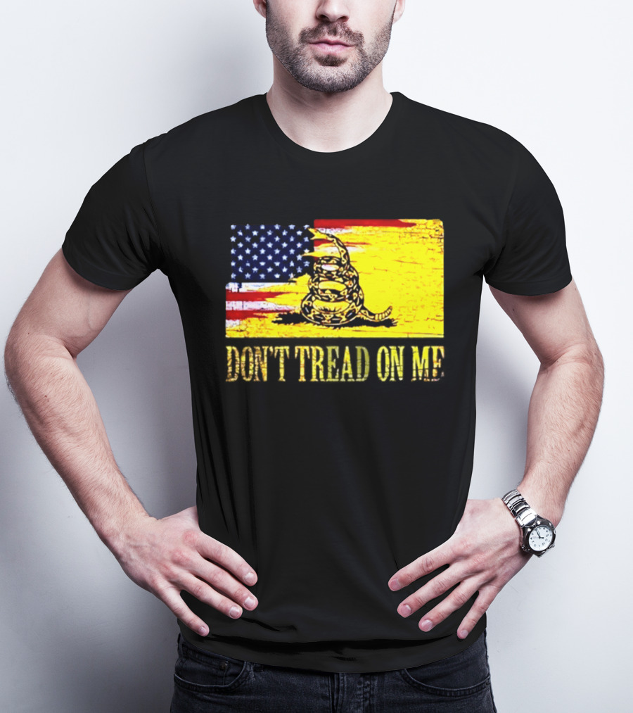 American Flag And Gadsden Snake Don't Tread On Me T-Shirt