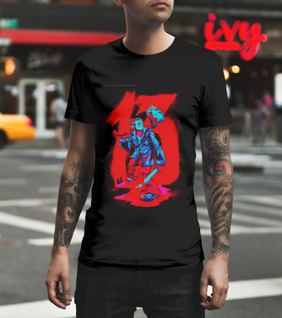 Jason Voorhees Friday The 13th Horror Movie Halloween Scary Mask Red T-Shirt