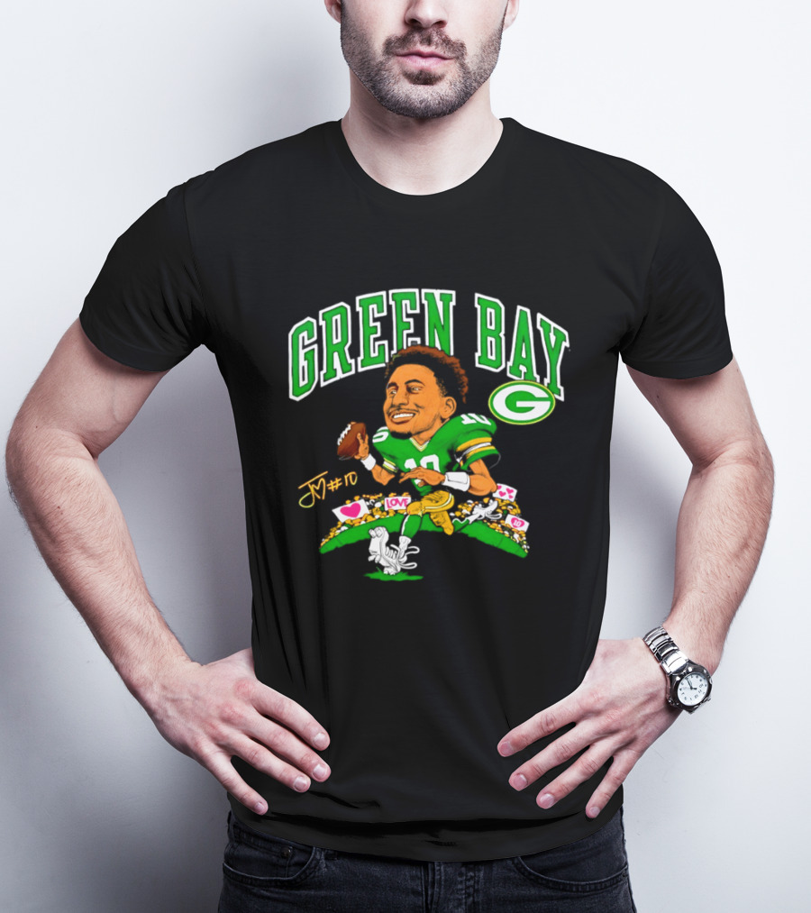 Jordan Love Green Bay Packers Caricature Playing Cards 2026 T-Shirt