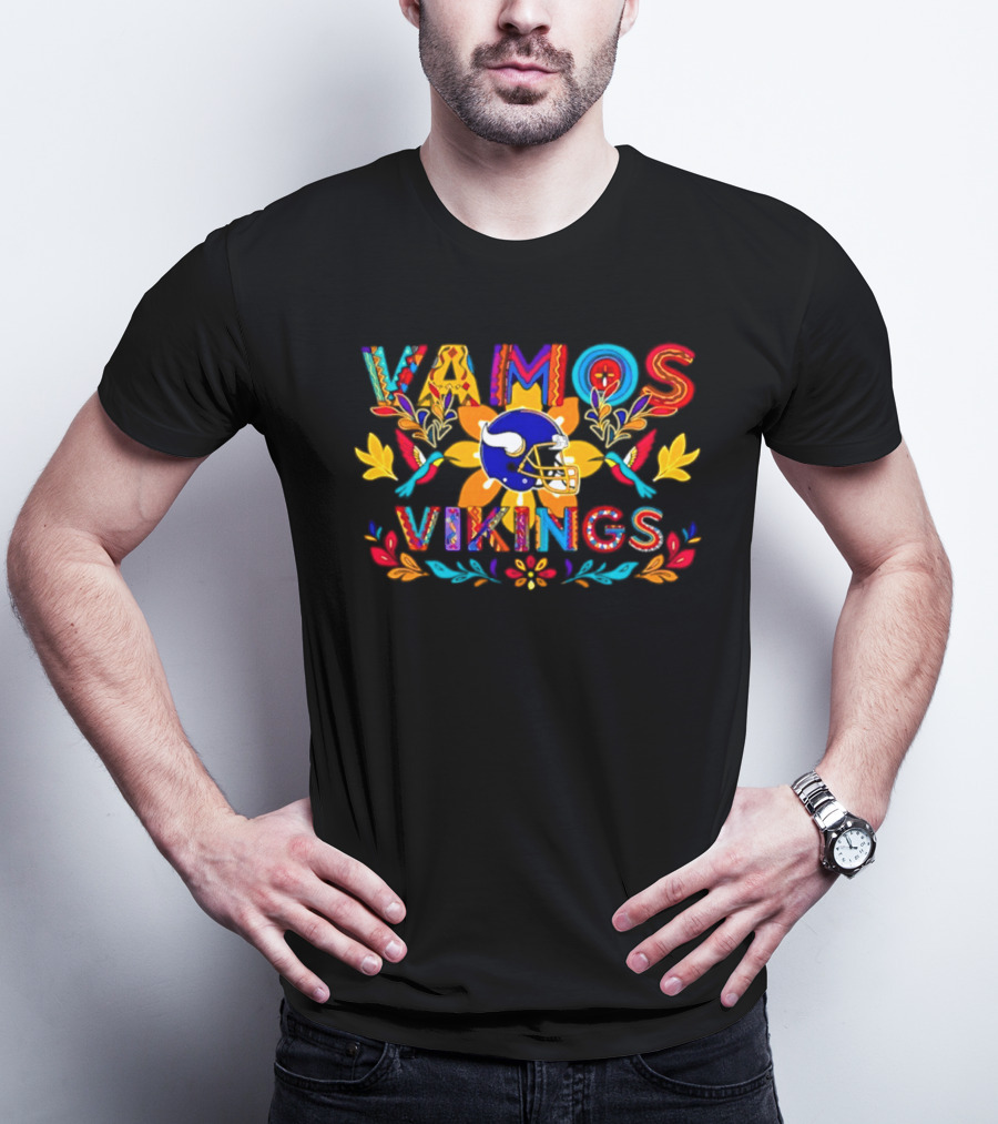 Minnesota Vikings Vamos Vikings Franklin Helmet Floral 2026 T-Shirt