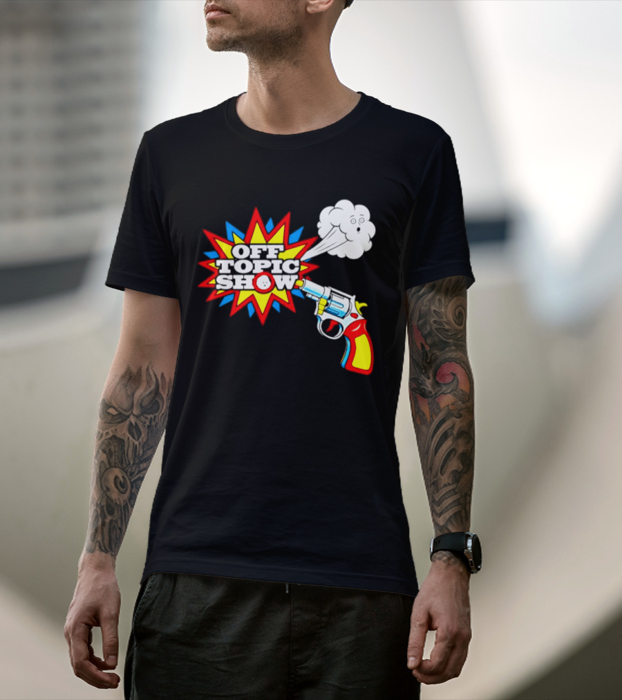 Off Topic Show Podcast Comedy Entertainment Exploding Gun T-Shirt