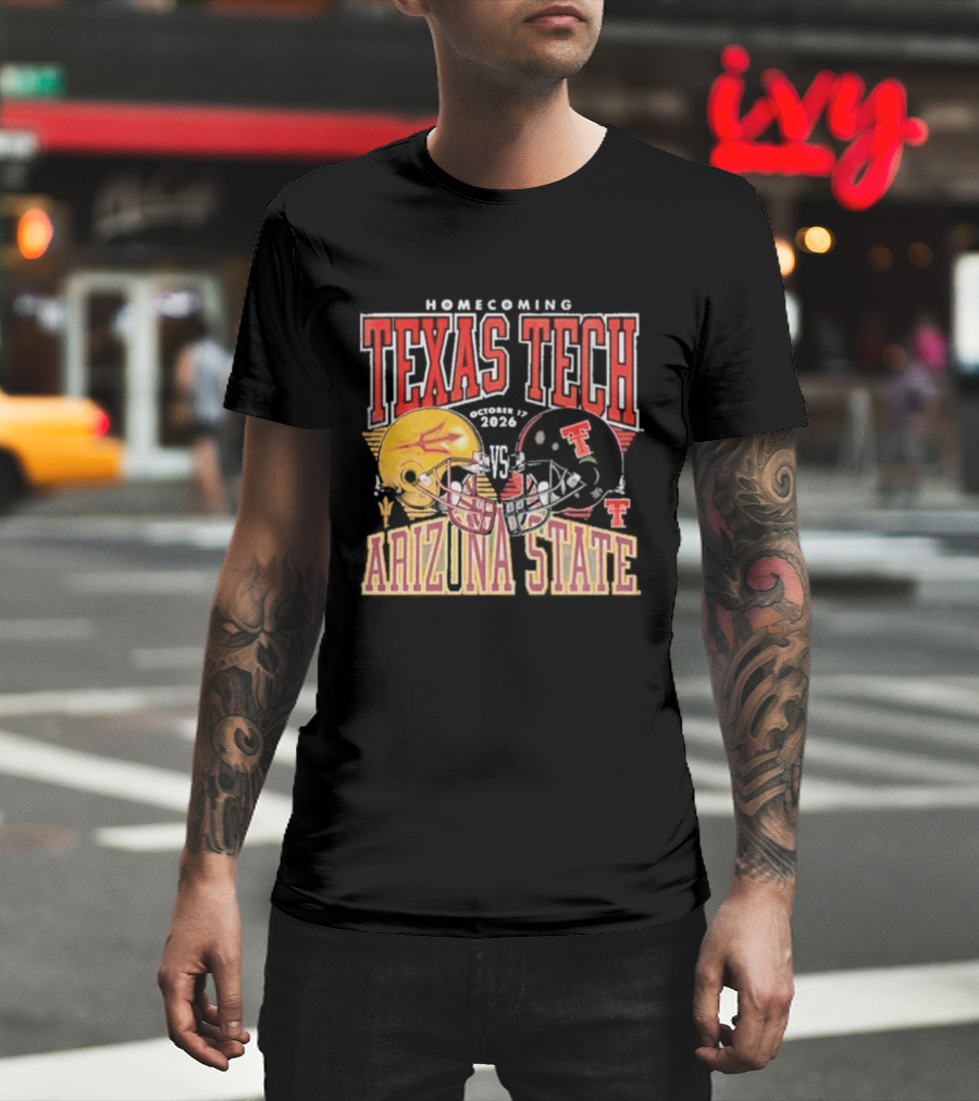 Texas Tech Vs Arizona State Homecoming Football 2026 Helmet Showdown T-Shirt