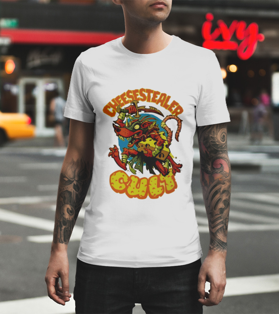 Cheesestealer Cult Rat With Cheese Halloween Fantasy T-Shirt