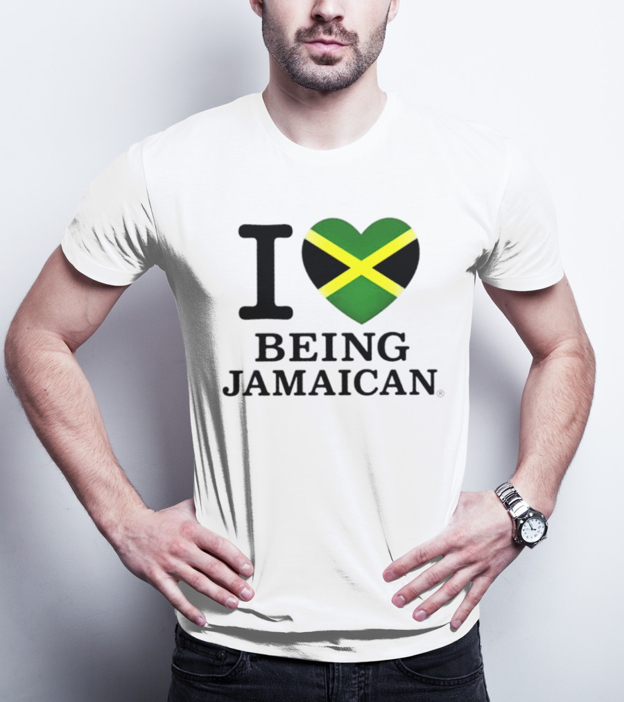 I Love Being Jamaican Flag Heart T-Shirt