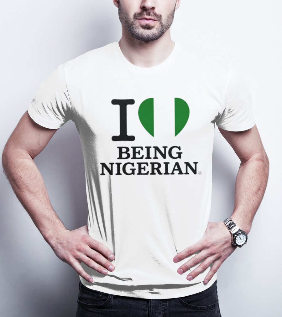 Love Being Nigerian Flag Heart T-Shirt