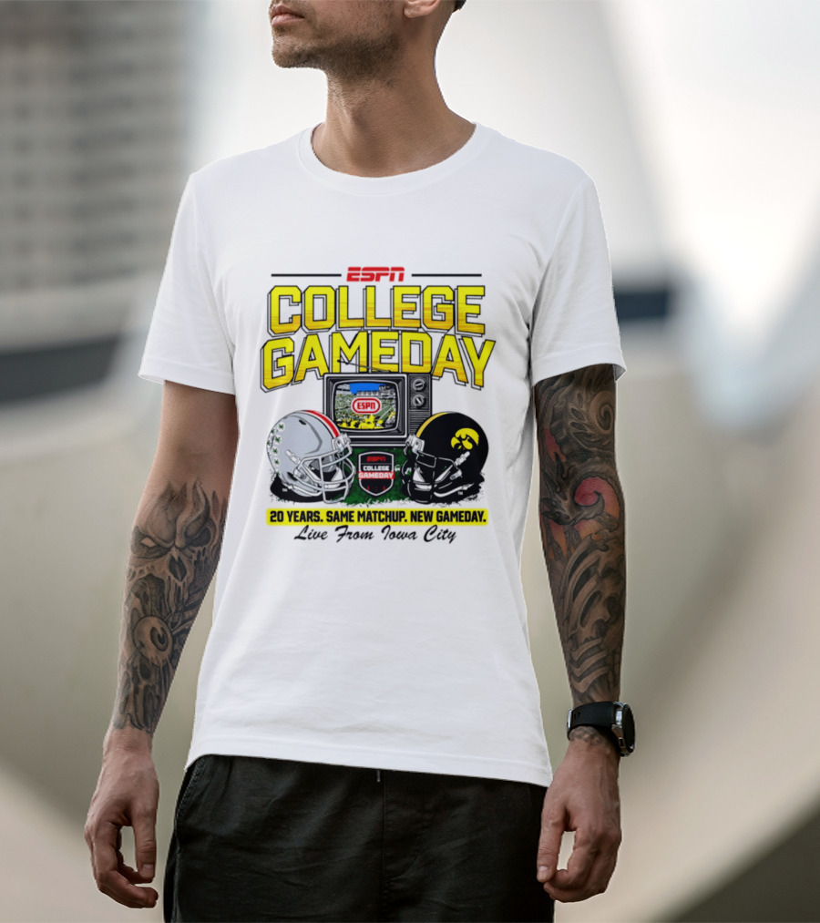 ESPN College GameDay 2026 Iowa Hawkeyes Vs Ohio State Buckeyes 20 Years Same Matchup Iowa City T-Shirt