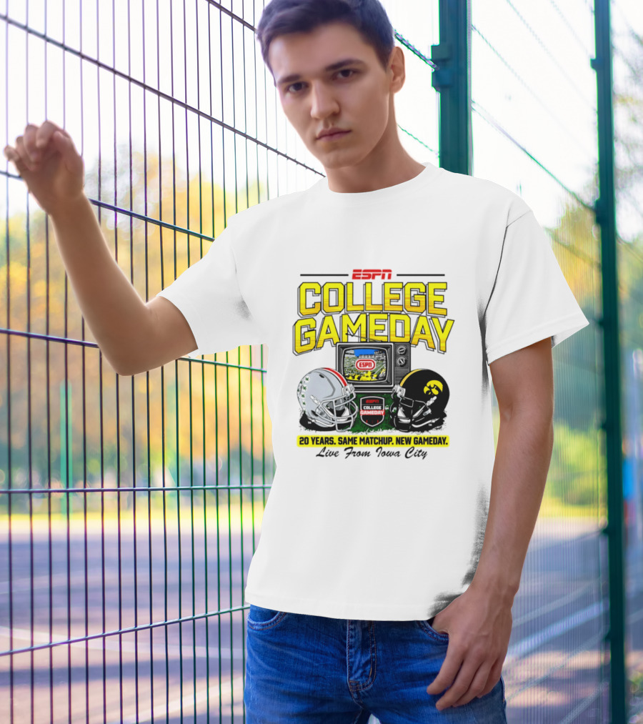 ESPN College GameDay 2026 Iowa Hawkeyes Vs Ohio State Buckeyes 20 Years Same Matchup Iowa City T-Shirt