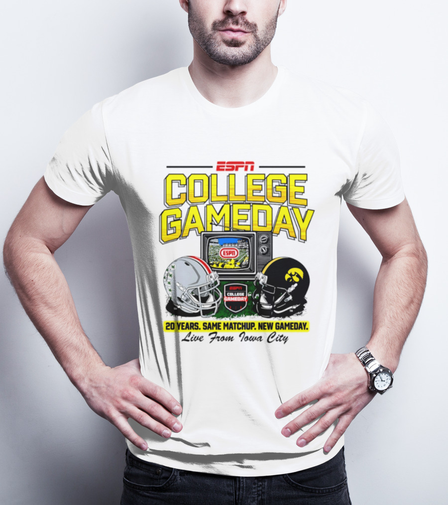 ESPN College GameDay 2026 Iowa Hawkeyes Vs Ohio State Buckeyes 20 Years Same Matchup Iowa City T-Shirt