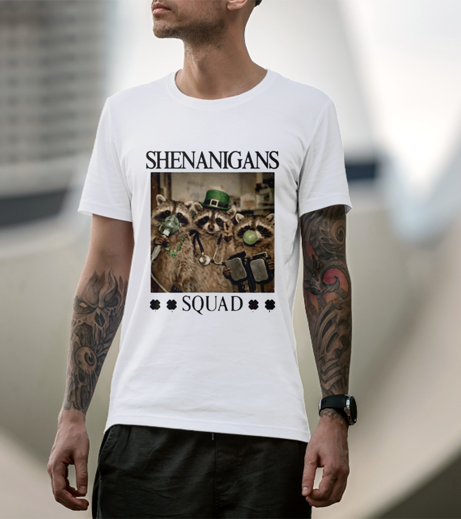 Shenanigans Squad Raccoons Funny Saint Patricks Day T-Shirt