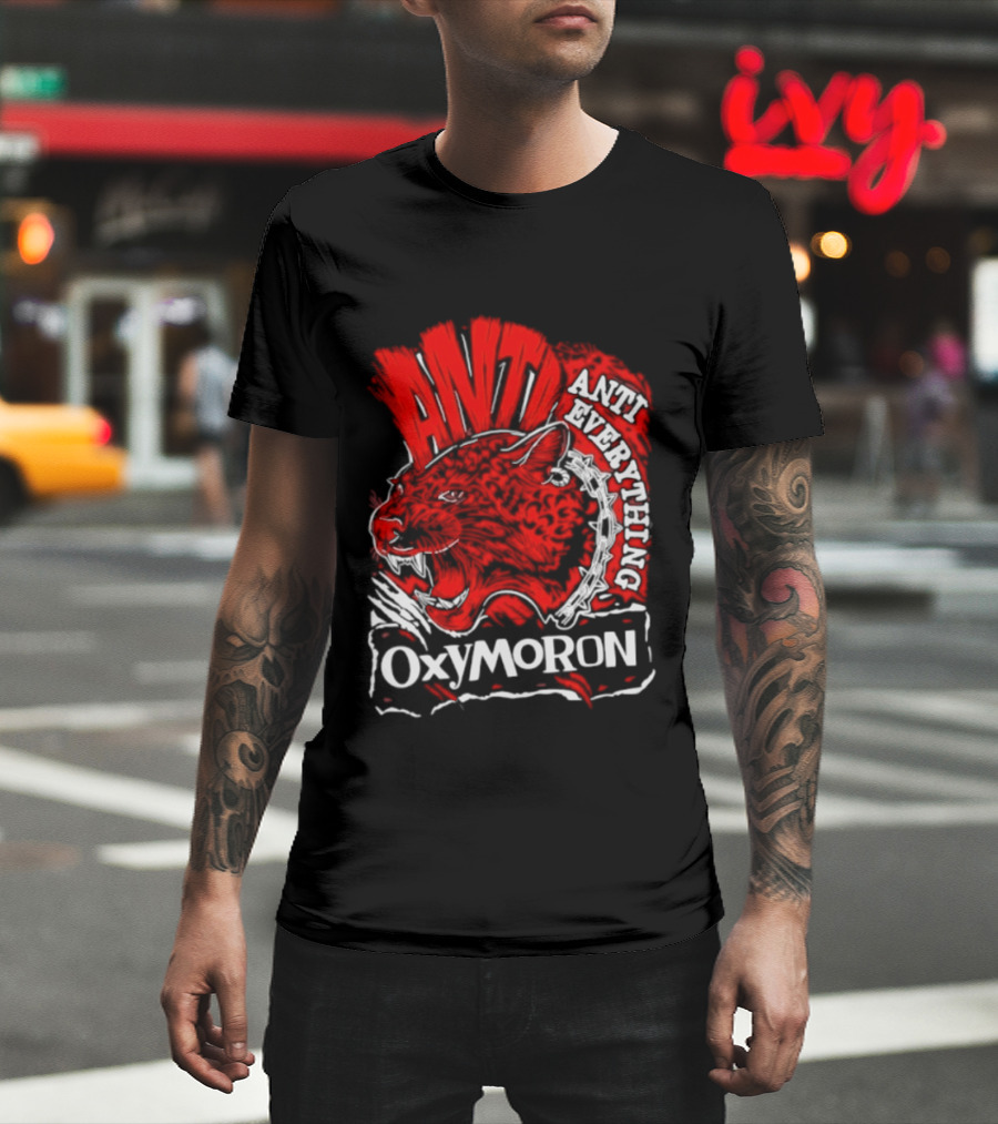 Anti Everything Oxymoron Panther Punk Rock T-Shirt