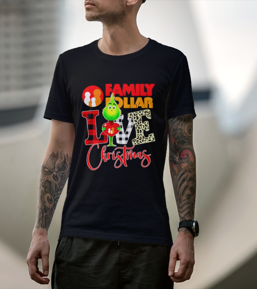 Family Dollar Grinch Love Christmas 2026 Cartoon T-Shirt