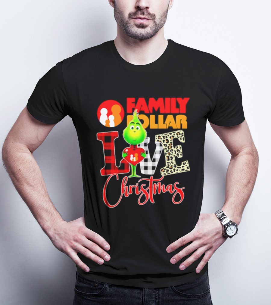 Family Dollar Grinch Love Christmas 2026 Cartoon T-Shirt