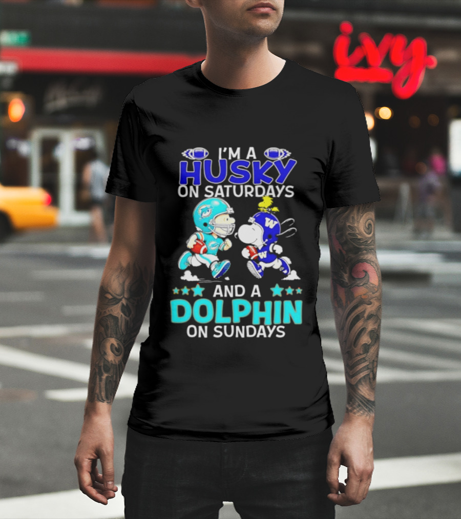 I'm A Husky On Saturdays And A Dolphin On Sundays Peanuts Characters Football T-Shirt