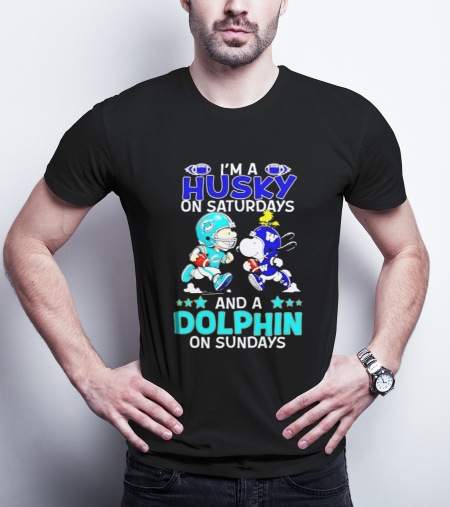 I'm A Husky On Saturdays And A Dolphin On Sundays Peanuts Characters Football T-Shirt