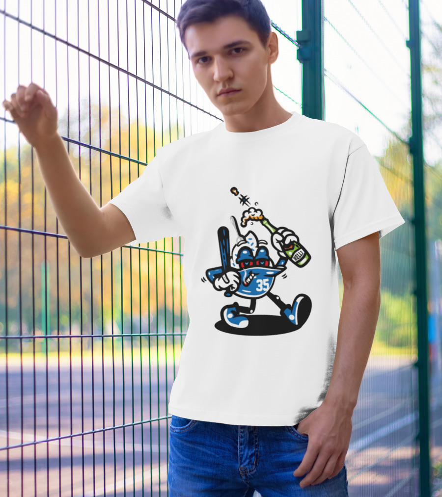 Cody Bellinger 35 Belli Champagne Celebration Baseball Cartoon T-Shirt