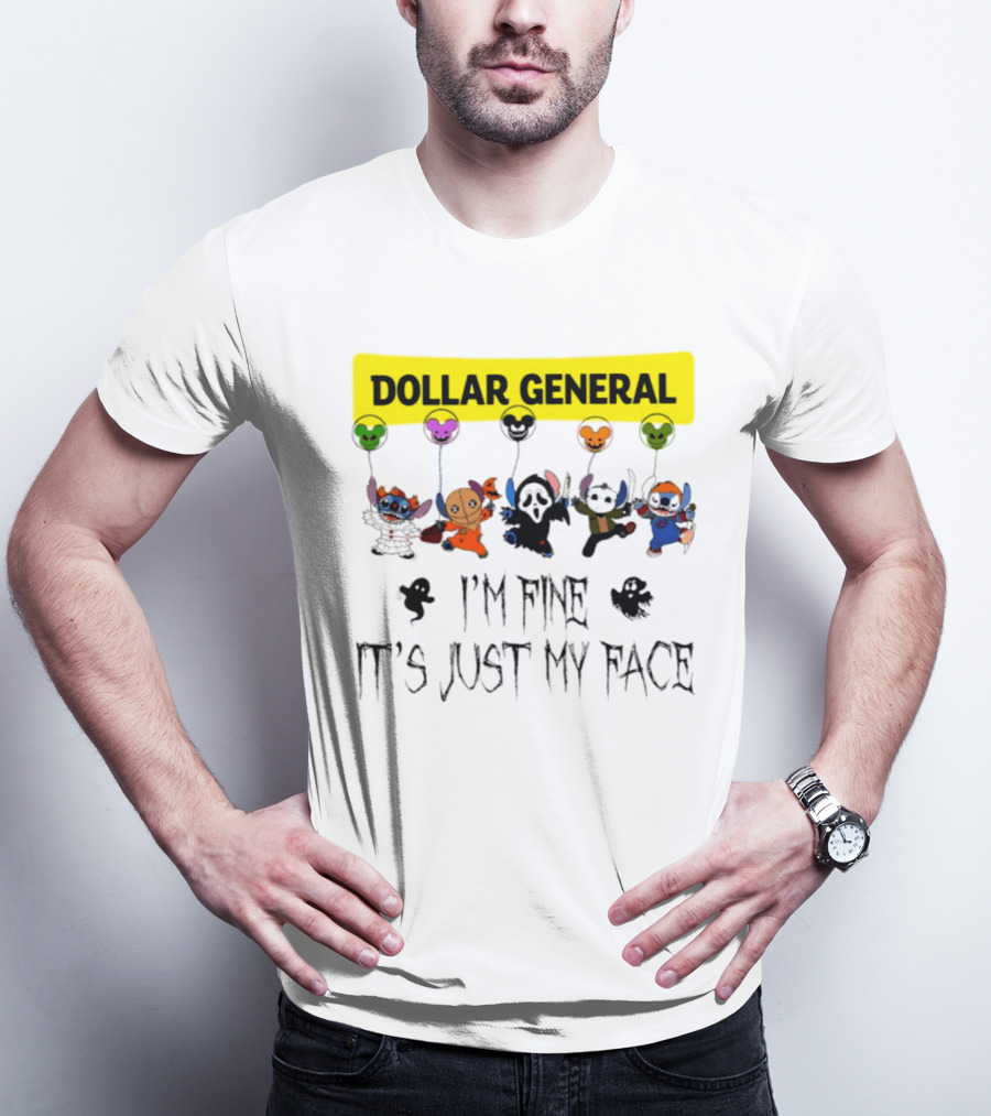 Dollar General Stitch Halloween 2026 I'm Fine It's Just My Face T-Shirt