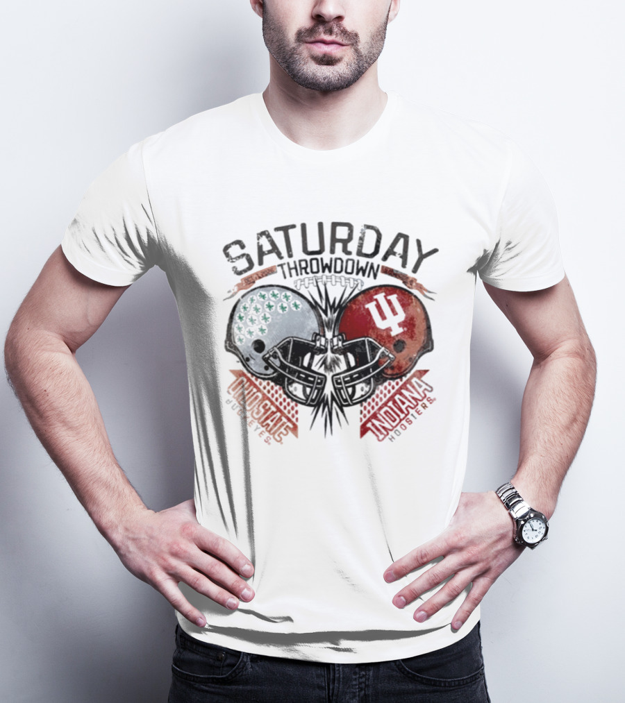 Indiana Hoosiers Ohio State Buckeyes Saturday Throwdown Football 2026 Helmets T-Shirt
