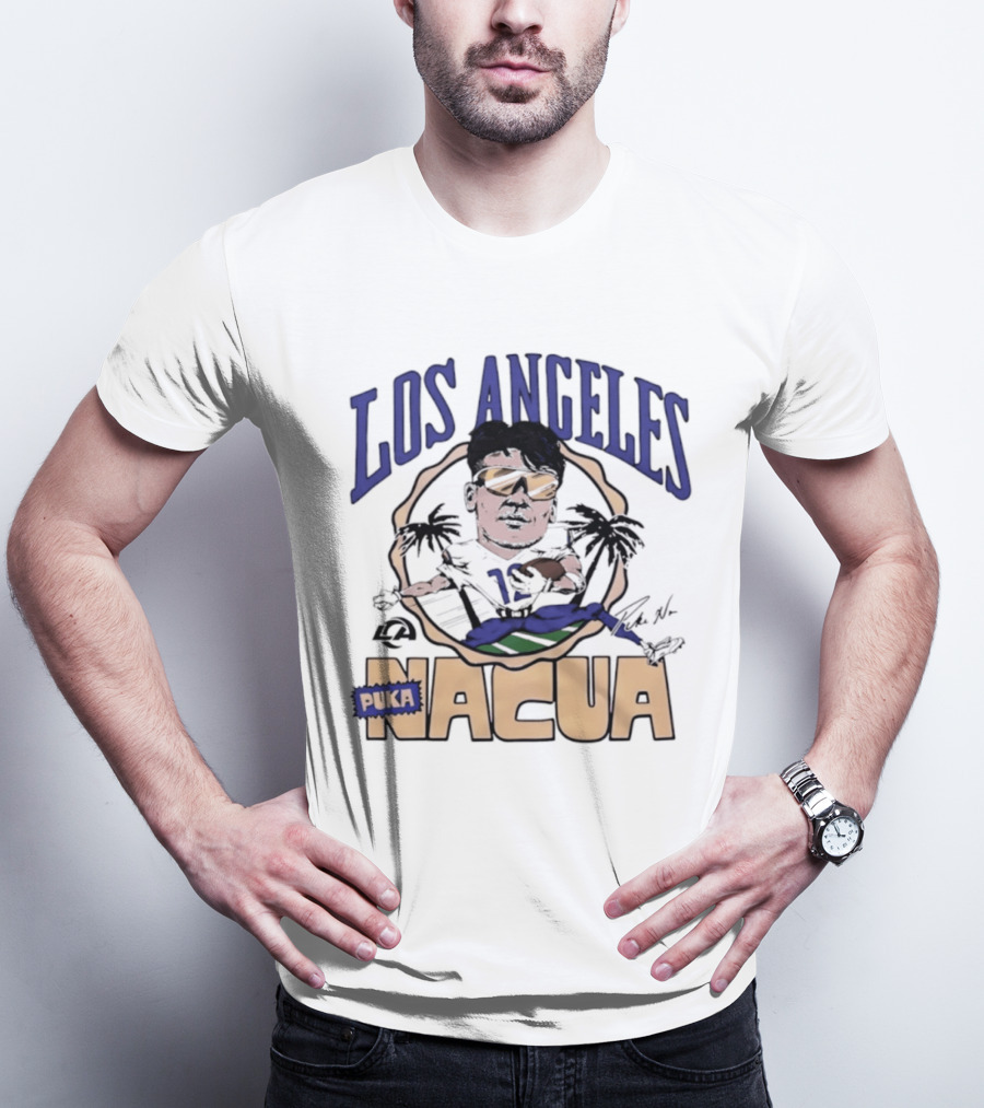 Los Angeles Rams Puka Nacua Player Caricature Football Fan T-Shirt