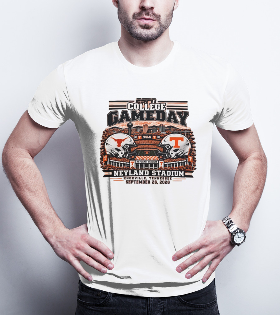 ESPN College GameDay Tennessee Volunteers Vs Texas Longhorns Neyland Stadium Knoxville September 26 2026 T-Shirt