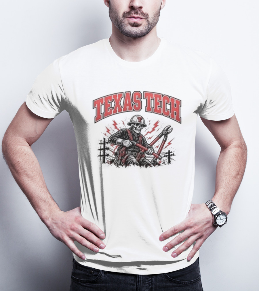 Texas Tech Red Raiders Lineman Halloween 2026 Football Spooky Skeleton T-Shirt