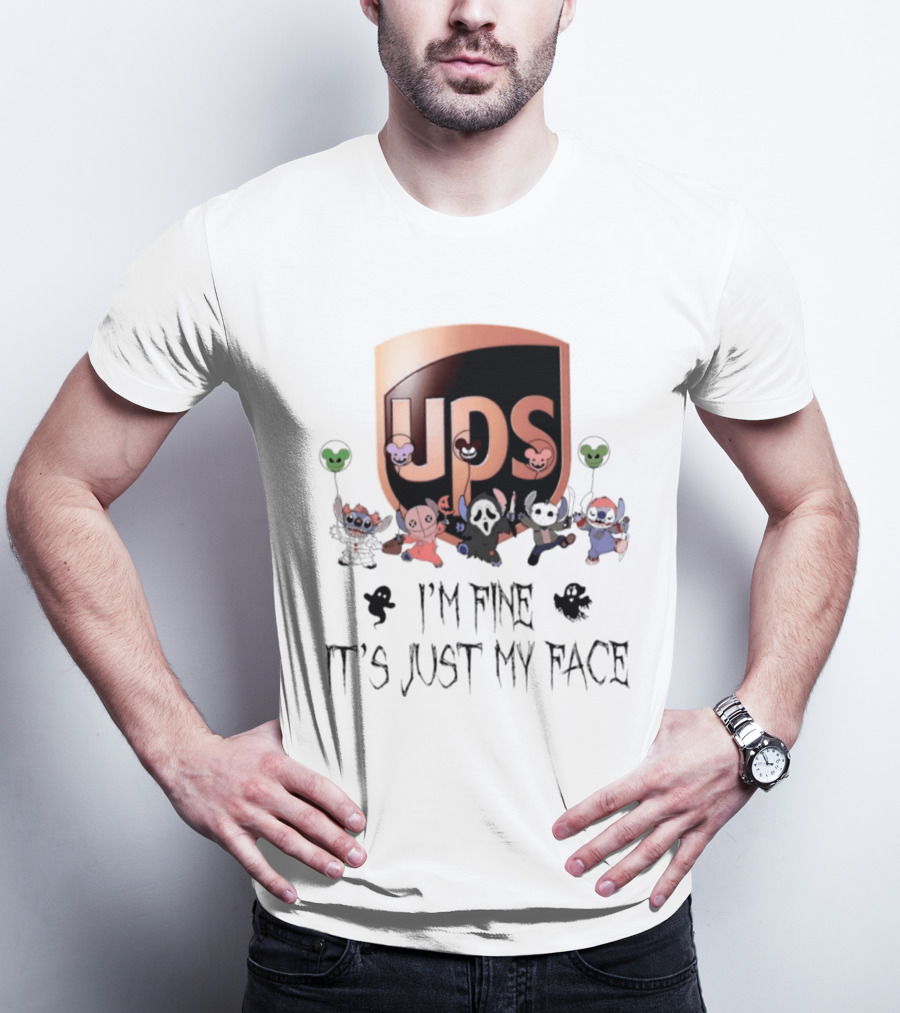 UPS X Stitch Halloween 2026 I'm Fine It's Just My Face T-Shirt