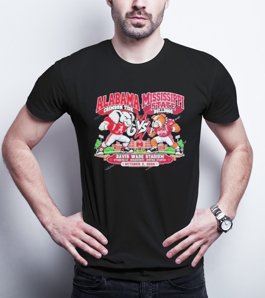 Alabama Crimson Tide Vs Mississippi State Bulldogs Davis Wade Stadium Starkville October 3 2026 T-Shirt