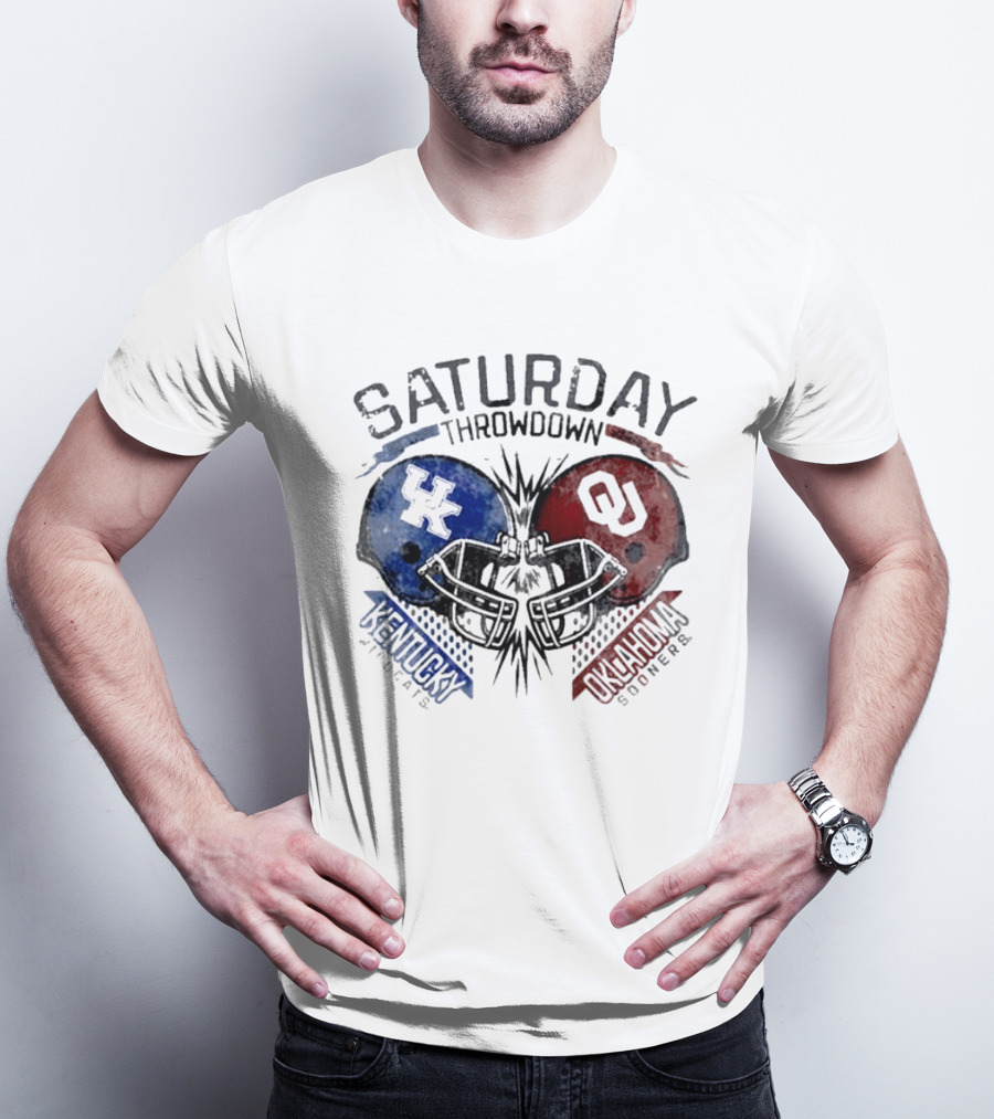 Oklahoma Sooners Vs Kentucky Wildcats 2026 Saturday Throwdown Football Helmets Clash T-Shirt