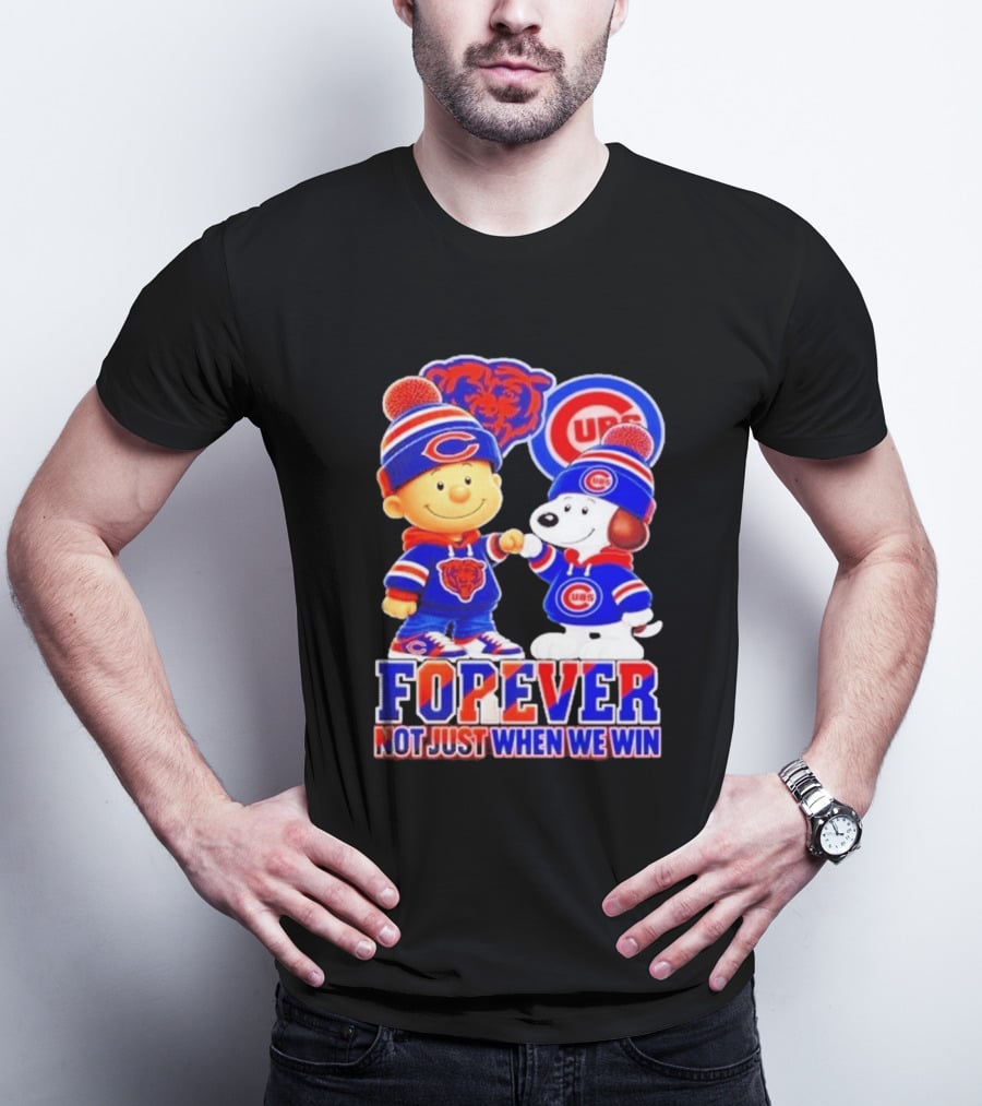 Charlie Brown Snoopy Fist Bump Chicago Bears Cubs Forever Not Just When We Win Football T-Shirt