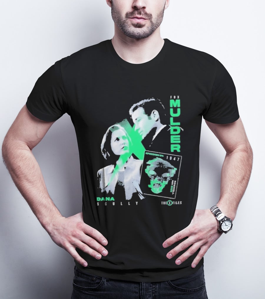Fox Mulder Dana Scully The X Files 1997 Skull Print T-Shirt