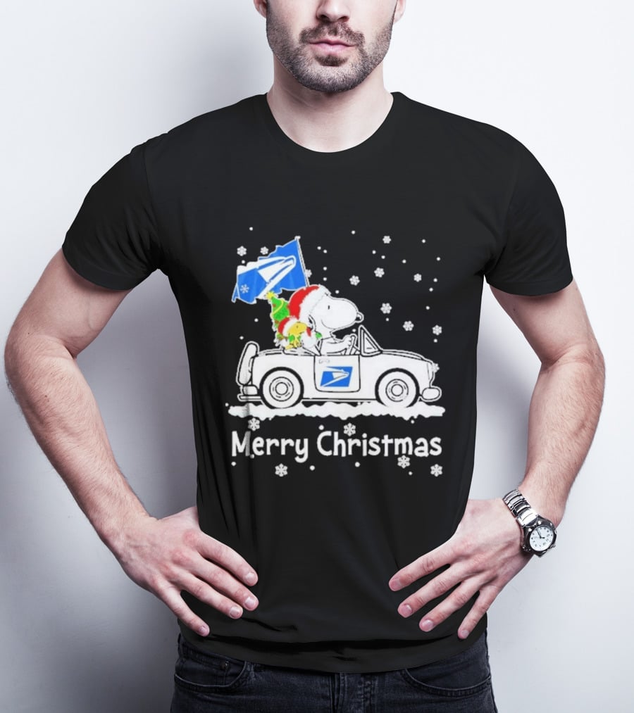 United States Postal Service Snoopy Woodstock Car Merry Christmas 2026 T-Shirt