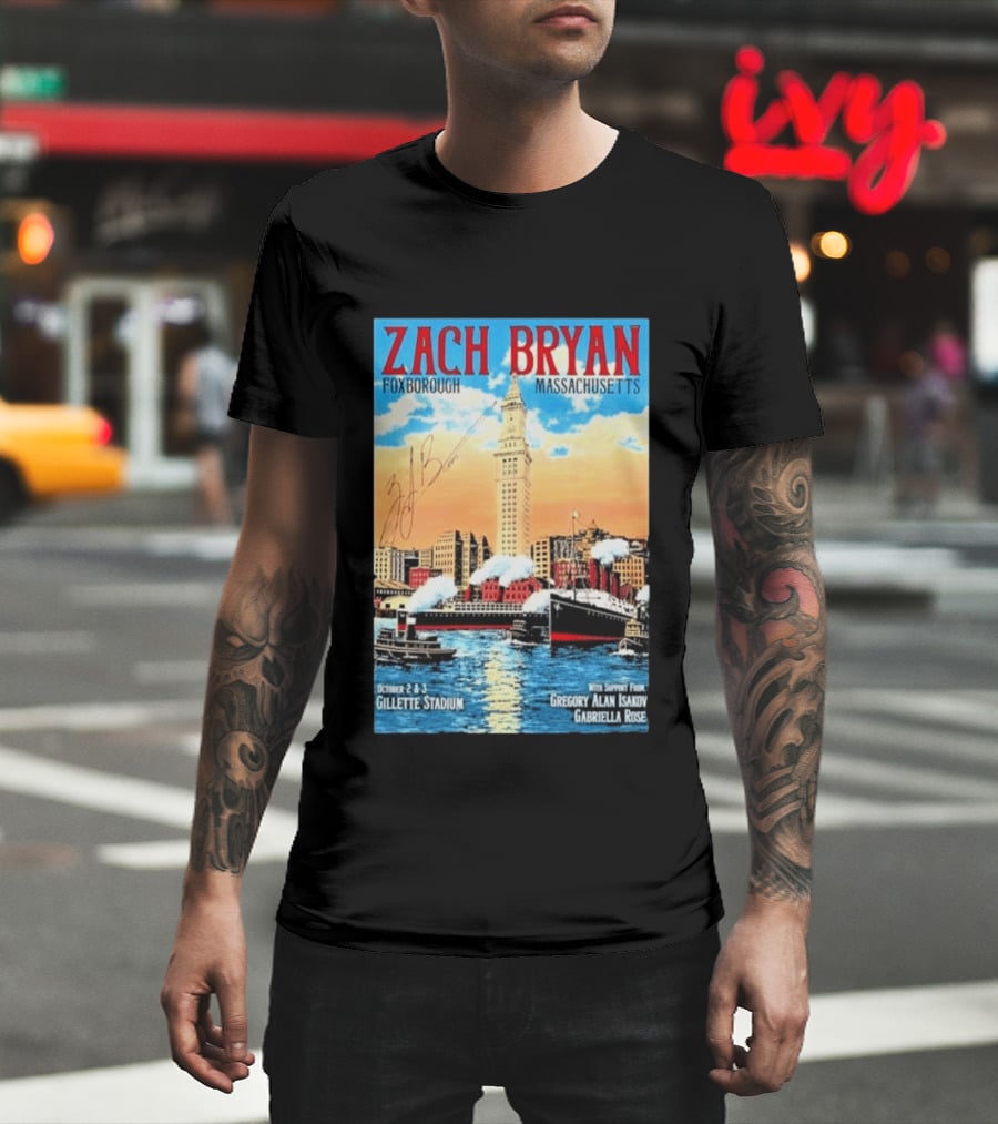 Zach Bryan Foxborough Massachusetts Gillette Stadium October 2 3 2026 Gregory Alan Isakov Gabriella Rose T-Shirt