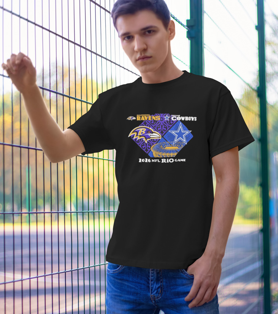 Baltimore Ravens Dallas Cowboys 2026 NFL Rio Game T-Shirt