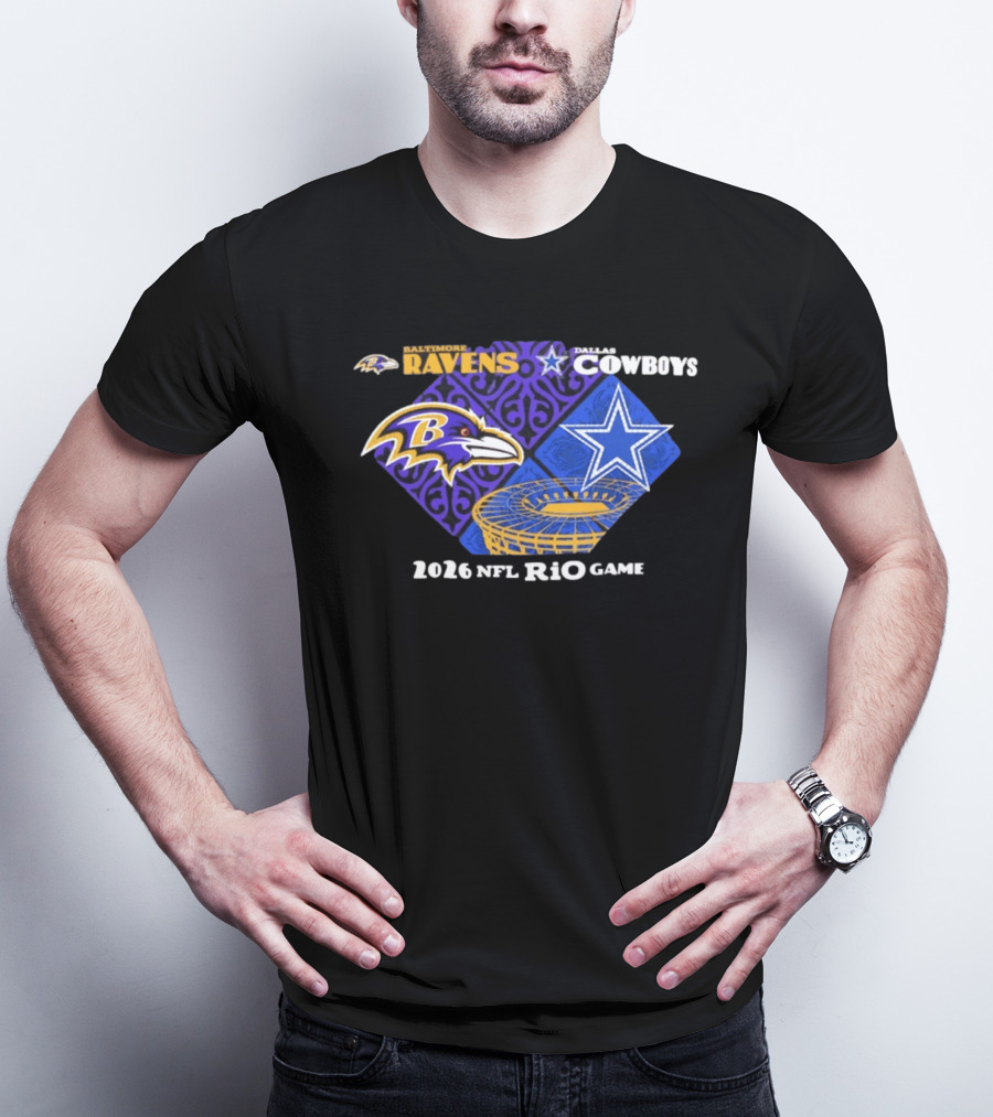 Baltimore Ravens Dallas Cowboys 2026 NFL Rio Game T-Shirt