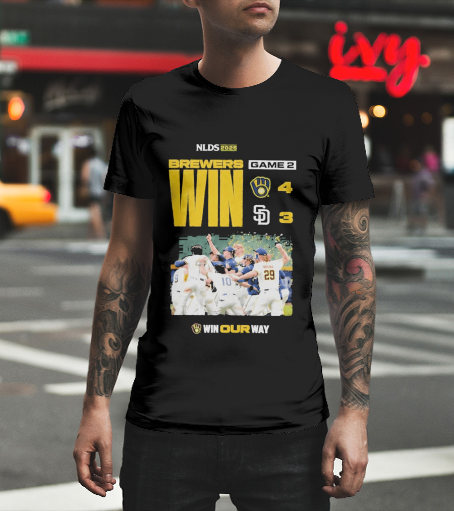 NLDS 2026 Brewers Win Game 2 Win Our Way 4 3 Victory Celebration T-Shirt