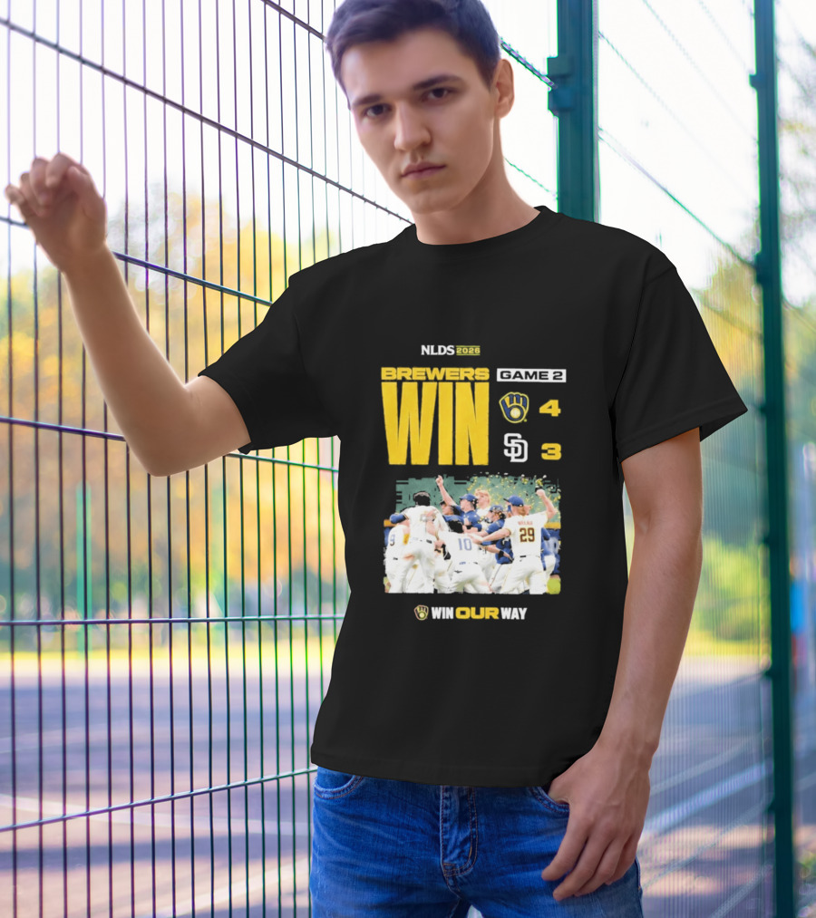 NLDS 2026 Brewers Win Game 2 Win Our Way 4 3 Victory Celebration T-Shirt
