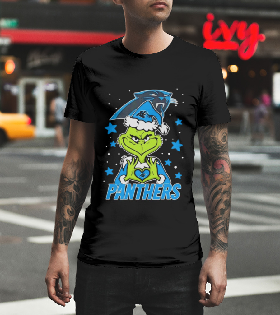 Carolina Panthers Grinch Love Hands Christmas 2026 Football Magic T-Shirt