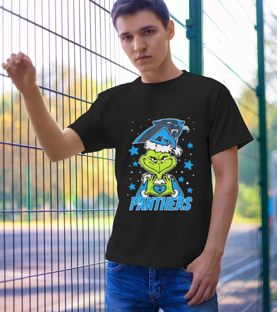 Carolina Panthers Grinch Love Hands Christmas 2026 Football Magic T-Shirt