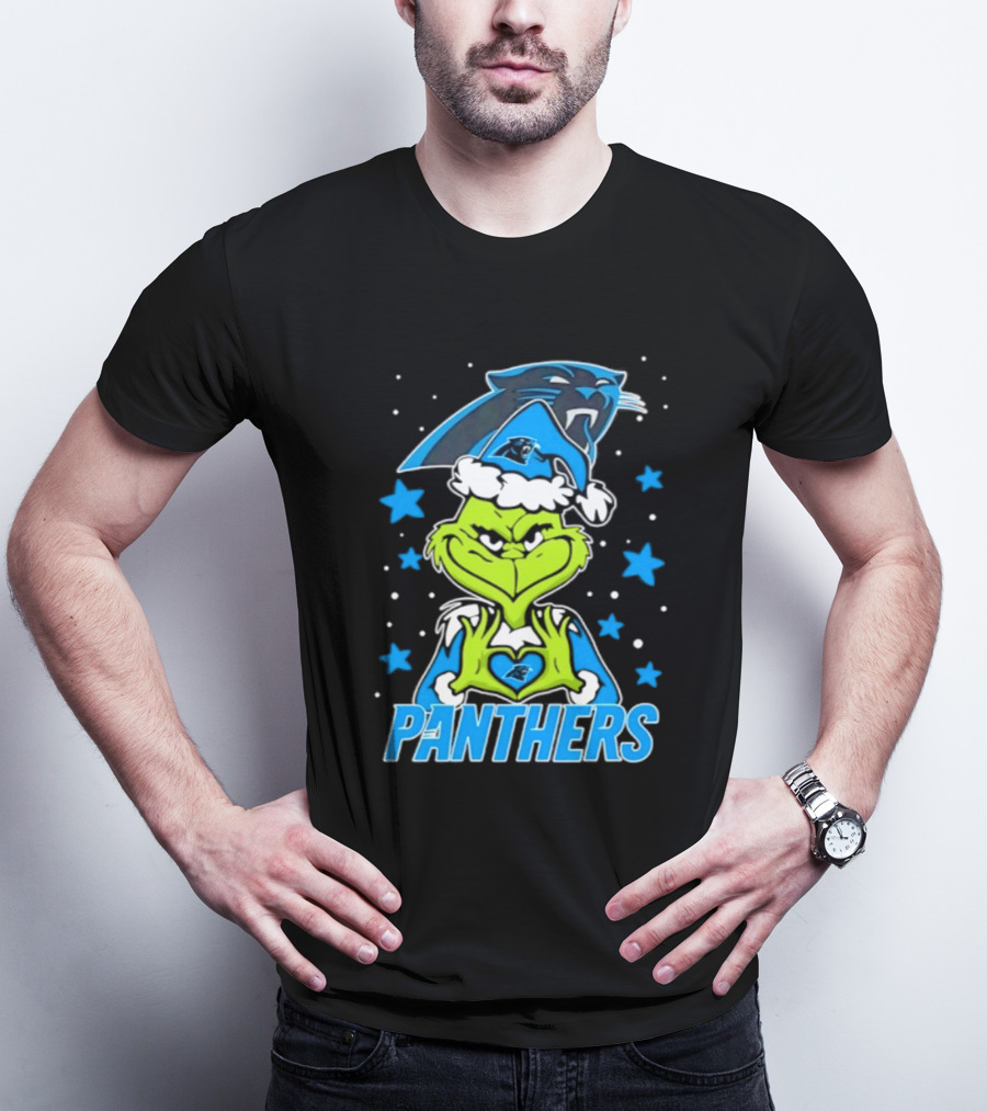 Carolina Panthers Grinch Love Hands Christmas 2026 Football Magic T-Shirt