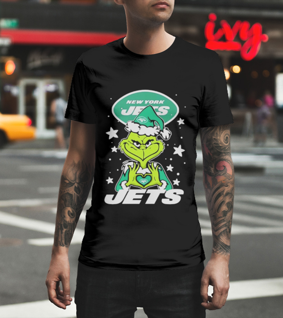 New York Jets Grinch Christmas 2026 Football Love Hands T-Shirt